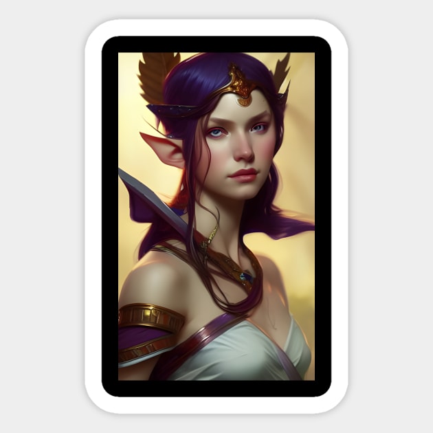 Pretty Fantasy Elf Purple Hair Artwork Fantasy Artwork Sticker Teepublic